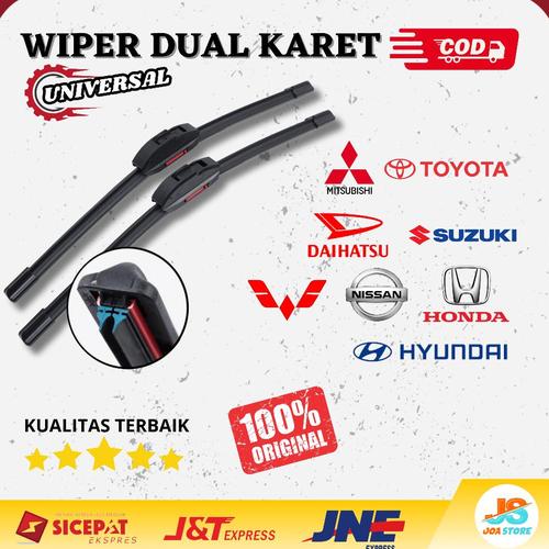 Jual Wiper Dual Karet / Double Karet Universal Model Karet Ganda Dobel Karet Blade Frameless ...