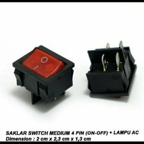 Jual Saklar Medium 4 Pin On Off AC Lampu Merah Switch 4 Kaki Medium AC ...