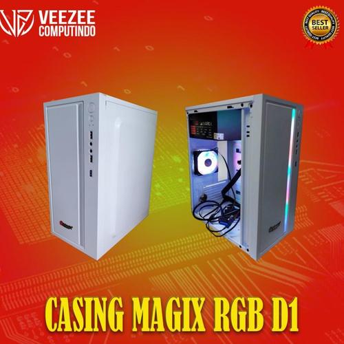 Jual Casing Case Pc Gaming Magix D1 Led Rgb W/ Extra Fan Rgb 8" Dan Psu ...