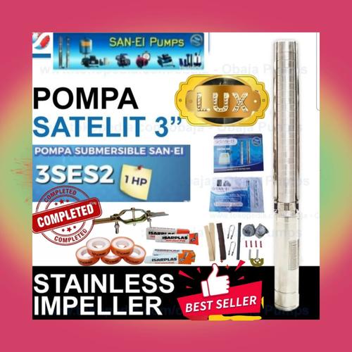 Jual Pompa satelit STAINLESS 3inch SAN EI 1Hp 3SES2/20 submersible sanei 3" COMPLETE Kabel Biru ...