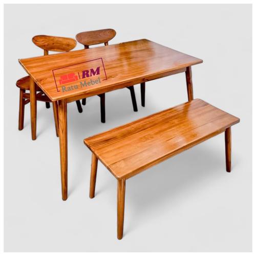 Jual meja makan set 4 kursi makan kayu jati kualitas bagus di ruang sempit - kursi 4+meja - Kab ...