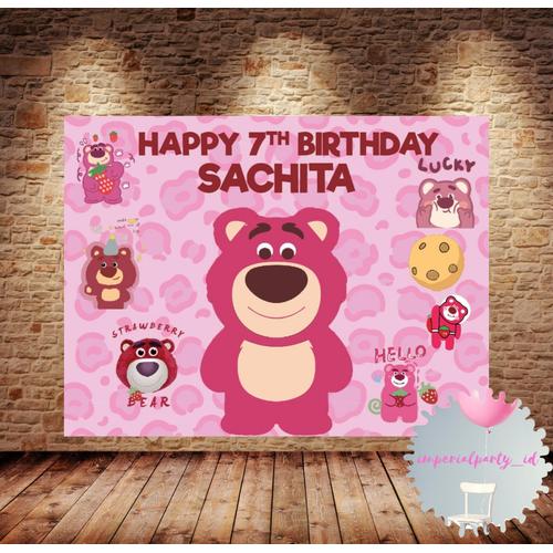 Jual Custom Backdrop Banner Spanduk Happy Birthday Lotso Huggin Bear ...