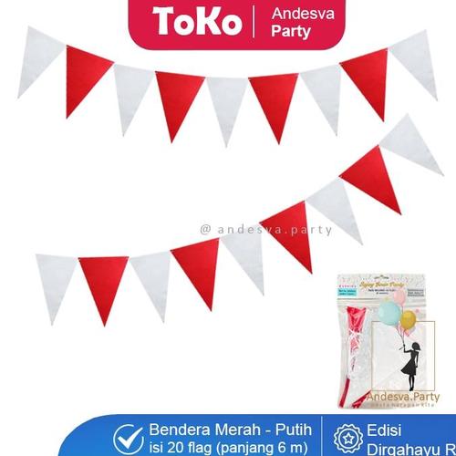 Jual bunting flag HUT / bendera merah putih / bendera umbul umbul karnaval / aksesoris HUT RI ...