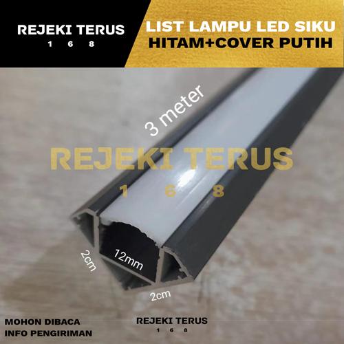 Jual List Lampu LED Strip Siku HITAM 3 METER Tebal Rumah Housing Lis ...