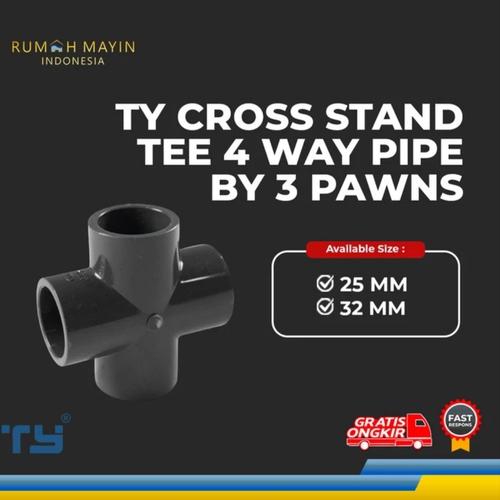 Jual TY Cross Stand Tee Four 4 Way Pipa Pipe U - PVC by 3 Pawns - GREY ...