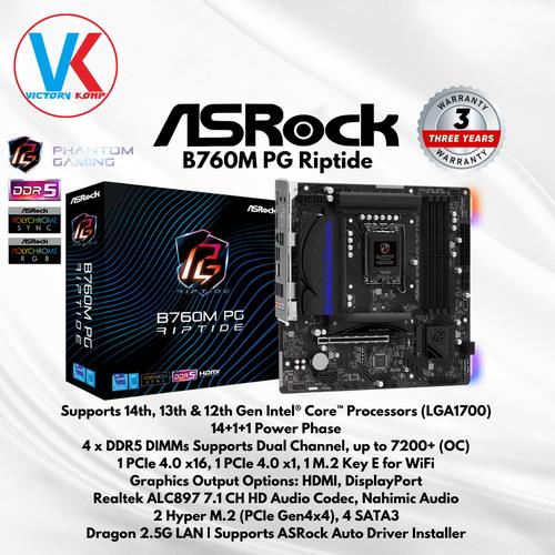 Jual Motherboard ASRock B760M PG Riptide Intel LGA1700 Gen 14 13 12 ...