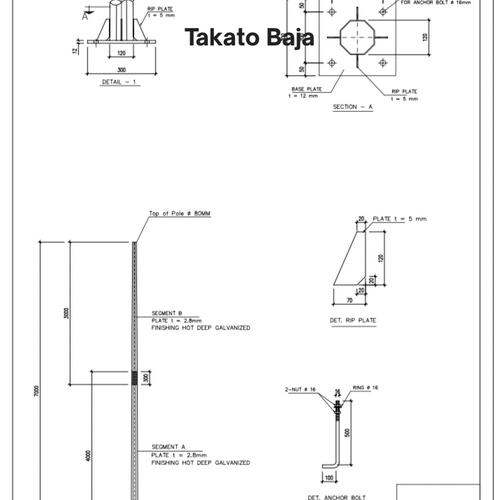Jual Tiang PJU Solar Cell Lurus 7 meter, Tiang Penerangan Jalan Umum ...
