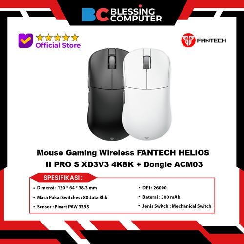 Jual Mouse Gaming Wireless FANTECH HELIOS II PRO S XD3V3 4K8K + Dongle ACM03 - Black - Kota ...