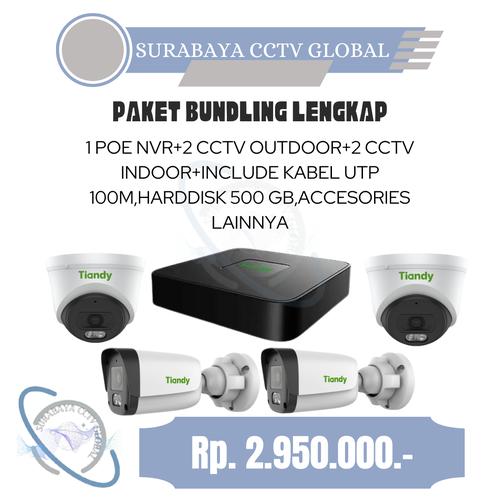 Promo Tiandy Bundling Lengkap PoE NVR+2 CCTV Outdoor IP Cam+2 CCTV Indoor IP Cam+Material ...