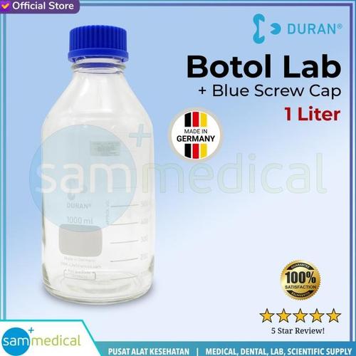 Jual Schott Duran Botol Lab / Lab Bottle + Screw Cap Biru - 1 Liter ...