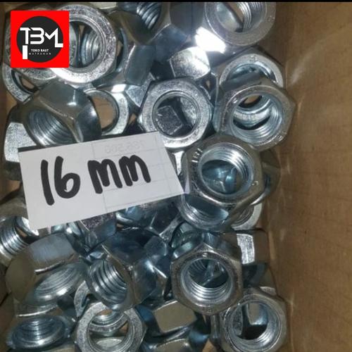 Jual mur galvanis m16 k24 / hex nut galvanis M16 pitch 2.00 - Jakarta ...
