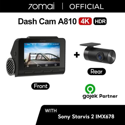 Jual 70mai Dash Cam A810 4K 2160P Set (Front+Rear Camera) GPS Night ...
