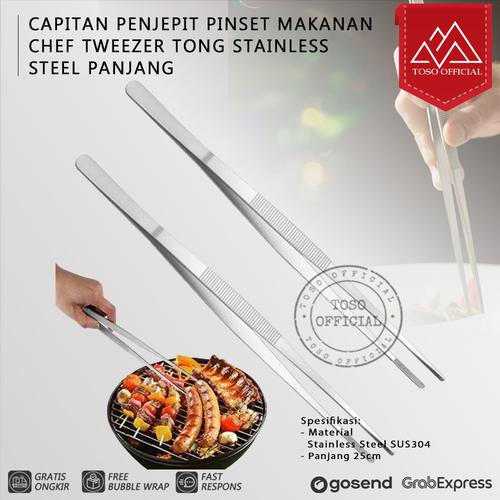 Jual Capitan Penjepit Capit Pinset Makanan Chef Tweezer Tong Stainless ...