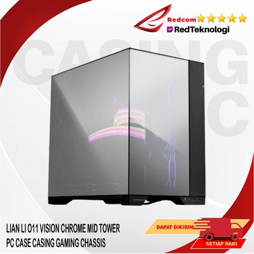 Promo LIAN LI O11 VISION CHROME MID TOWER PC CASE CASING GAMING CHASSIS ...