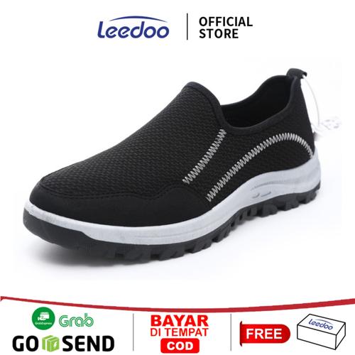 Promo Leedoo Sepatu Slip On Pria Hitam Sepatu Kasual Running Sneakers ...