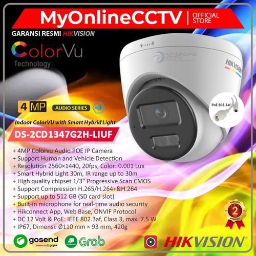 Promo DS-2CD1347G2H-LIUF Hikvision Audio IP Cam PoE CCTV 4MP ColorVu Dual Light Turret Cicil 0% ...