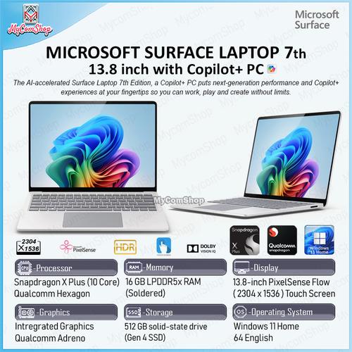 Jual MICROSOFT SURFACE LAPTOP 7TH COPILOT+ PC SNAPDRAGON X PLUS 16GB ...