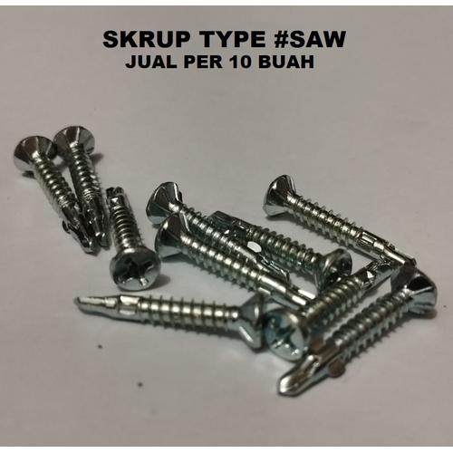 Jual Per 10 buah Skrup Type SAW 7 x 3/4 inch Sekrup Ujung Sayap 2 Screw ...