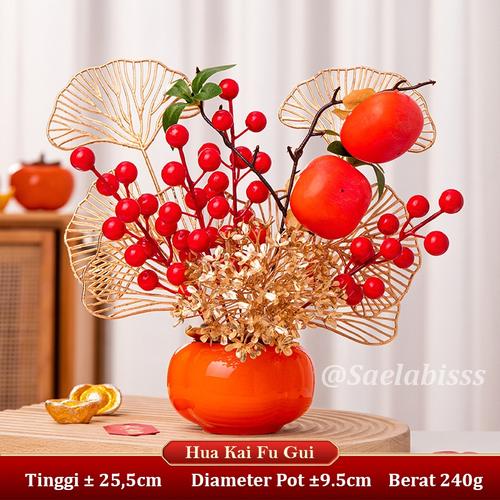 Jual Dekorasi rumah vas bunga hoki panjang pot bunga imlek hong yun ...