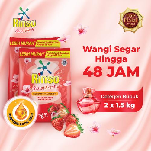 Promo Rinso SensiFresh Detergent Bubuk Deterjen Wangi Segar 48 Jam Korean Strawberry 1.5kg ...