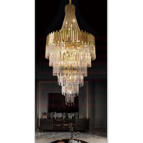 Promo SL6618-1000X2100 LAMPU GANTUNG HIAS KRISTAL MINIMALIS MODERN ELEGAN VOID TANGGA RESTORAN ...