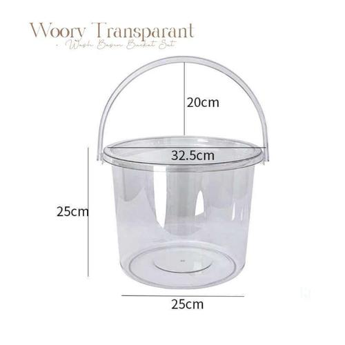 Jual Woory Ember Transparan Wash Basin Bucket Set / Baskom Transparan ...