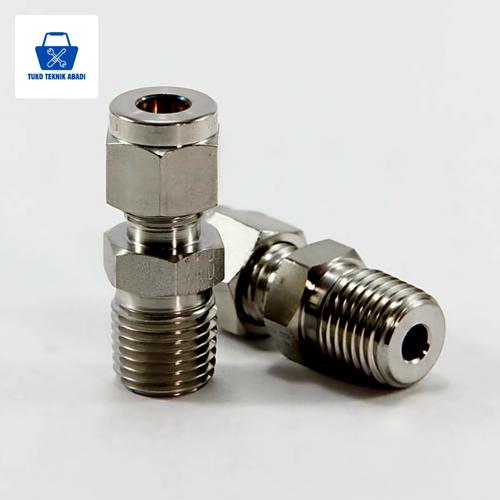 Jual Male Connector SS316 1/4" Tube x 1/4" NPT, 6mm Tube x 1/4" NPT, 1/ ...