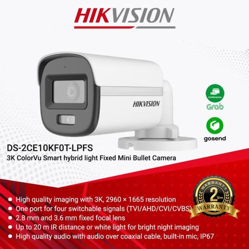 Jual CAMERA CCTV OUTDOOR 3K 5MP COLOURVU AUDIO HIKVISION DS-2CE10KF0T ...