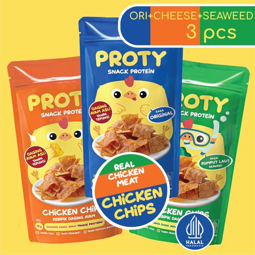 Jual Camilan Sehat PROTY Chicken Chips Ori(1 pcs)+Keju(1 pcs ...