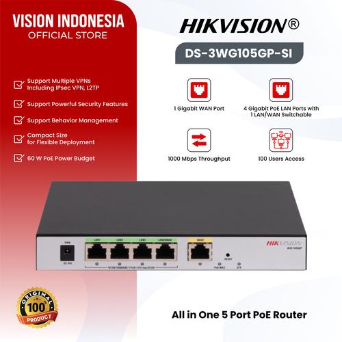 Jual HIKVISION DS-3WG105GP-SI - All in One 5 Port PoE Router 60W Power Budget - Jakarta Utara ...