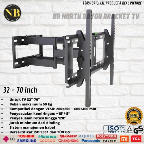 Jual BRACKET BREKET TV SWIVEL LCD LED 32 40 43 50 55 60 65 70 INCH - 32 ...