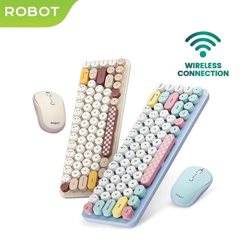 Jual ROBOT KM3600 Pastel Colorful Keyboard Dan Mouse Wireless - Biru ...