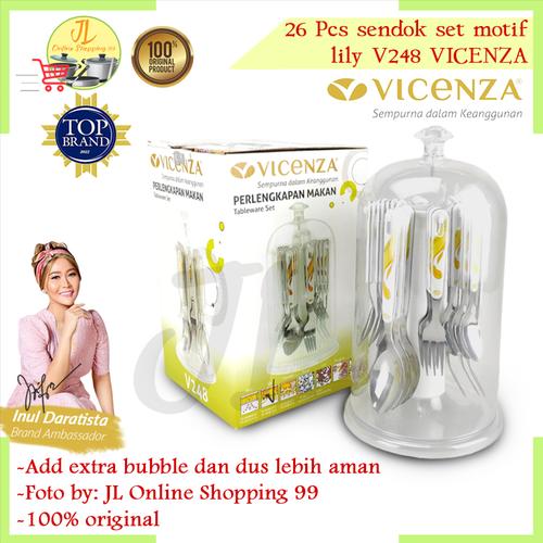 Jual VICENZA sendok garpu set stainless motif Lily V-248 / peralatan ...