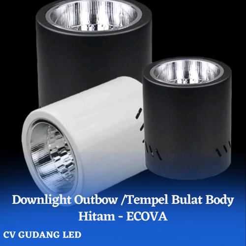 Jual Downlight Outbow /Tempel Bulat Body Hitam - ECOVA - 4 Inch - Kab ...