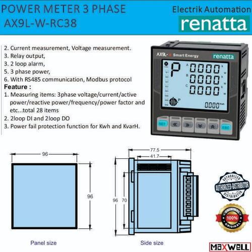 Promo POWER METER AX9L-W-RC38 MODBUS RS485 (3PHASE) RENATTA - Kab ...
