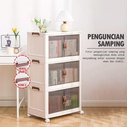 Jual Terbaru - Rak Kabinet Susun Lipat / Rak Buku Serbaguna Ada Roda ...