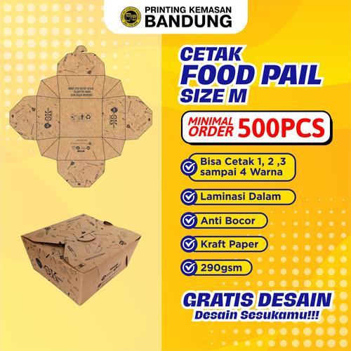 Jual Food Pail Rice Box Size M Kraft 290gsm Custom Cetak 1 Warna ...