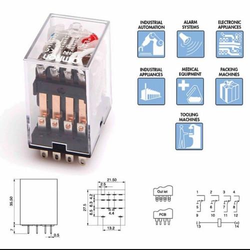 Jual Industrial Relay MY4N MY4 MY4-N 14 Pin 12V 24V 220V 12 24 220 Volt ...