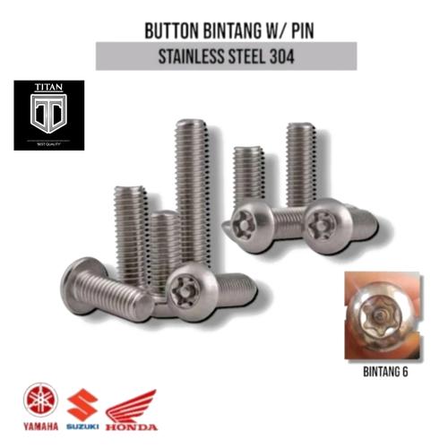 Jual BAUT BINTANG M10 BAUT BUTTON W/ PIN TORQ SS 304 BAUT PAYUNG DRAT 10MM - M10 x 35 mm - Kota ...