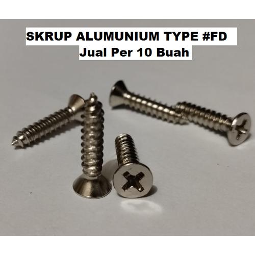 Jual Per 10 buah Skrup Aluminium FD 7 x 3 inch Sekrup Tapping Alumunium Kepala Gepeng M7 x ...