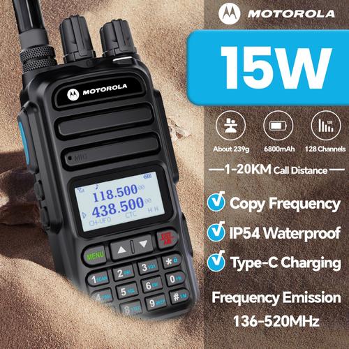 Jual HT walkie-talkie Motorola mini jarak jauh 20KM Radio dua arah Radio FM Dual band 136-520MHz ...