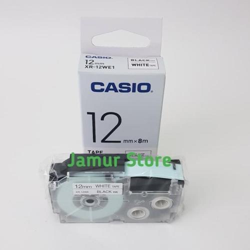 Jual [waruu] EZ- Label Casio Tape Cartridge XR-12WE1 Black INK White 12MM x 8m Terima kasih ...