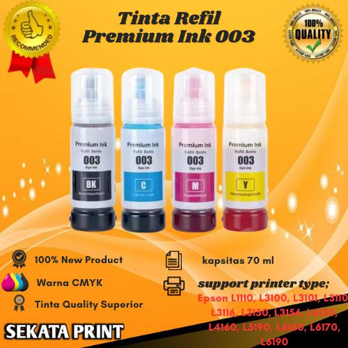 Jual Tinta Refill Compatible Epson 003 Ink Printer L1110 L3210 L3110 ...