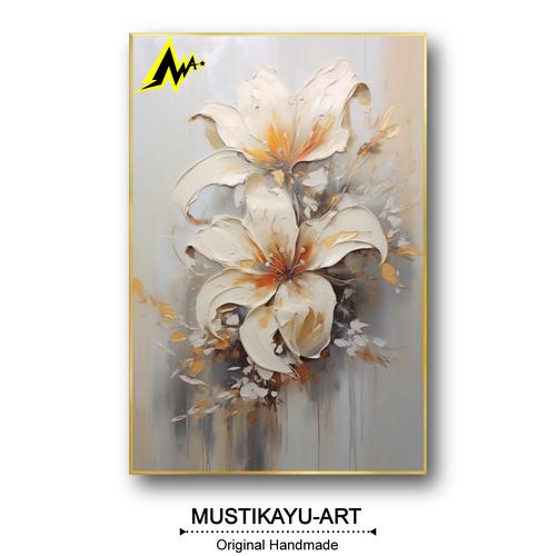 Jual lukisan kanvas bunga lily 60 x 90 cm frame hiasan dinding - 60x90 ...