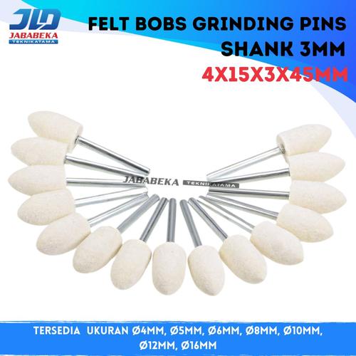 Jual Kerucut Shank 3 MM Felt Bobs Grinding Pins ABF Kerucut 4x3 MM ...