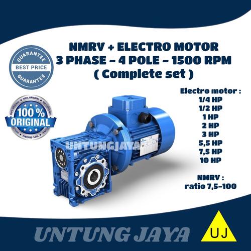 Jual GEARBOX NMRV 110 COUPLE WITH ELEKTRO MOTOR 3 PHASE 3 HP 2,2 KW 4 POLE 1500 RPM // GEAR ...