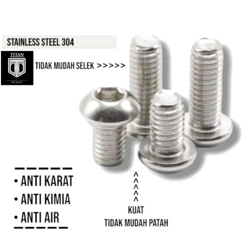 Jual BAUT BUTTON M4 x 16mm / 10MM / 6MM TAINLESS STEEL BAUT L 4MM - M4 ...