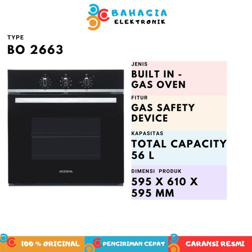 Promo Modena BO 2663 - oven tanam gas 56 liter Cicil 0% 3x - Jakarta ...