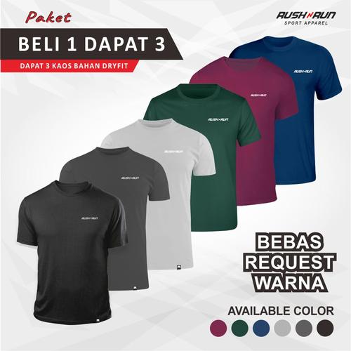 Jual Paket 3 pcs Kaos Olahraga Pria Baju Sport Lari Running Gym Lengan ...