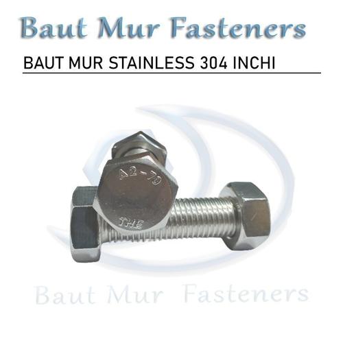 Jual Baut mur Stainless 1/2" X 6" SS 304 THE a2-70 Drat Kasar - Jakarta ...